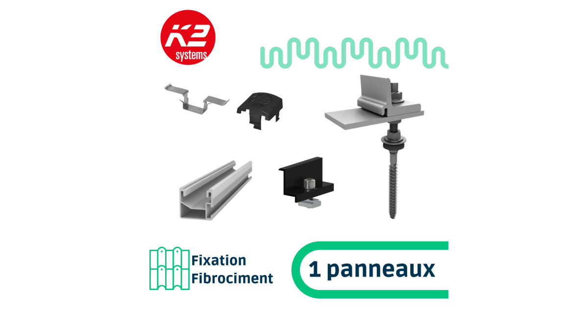 K2 Systems - Kit de fixation fibrociment - 1x1 panneau