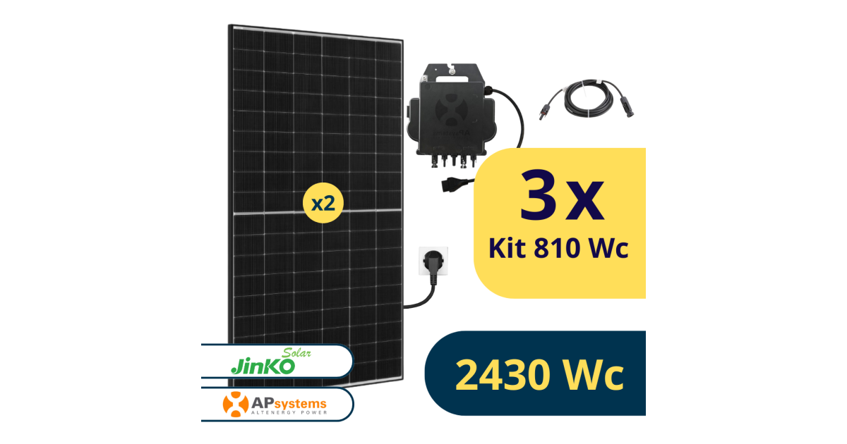 Kit solaire Plug And Play 2430 Wc en 3 kits de 810 Wc - Jinko Solar APSystems - Wifi intégré