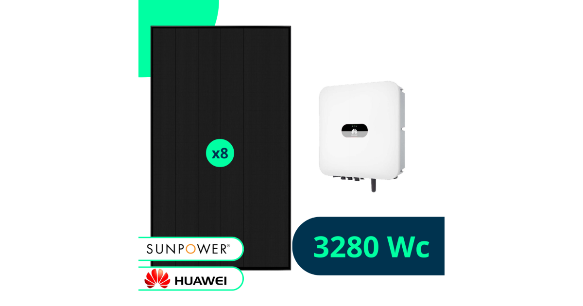 Kit Solaire Sunpower Huawei 3kWc - Fixations au choix