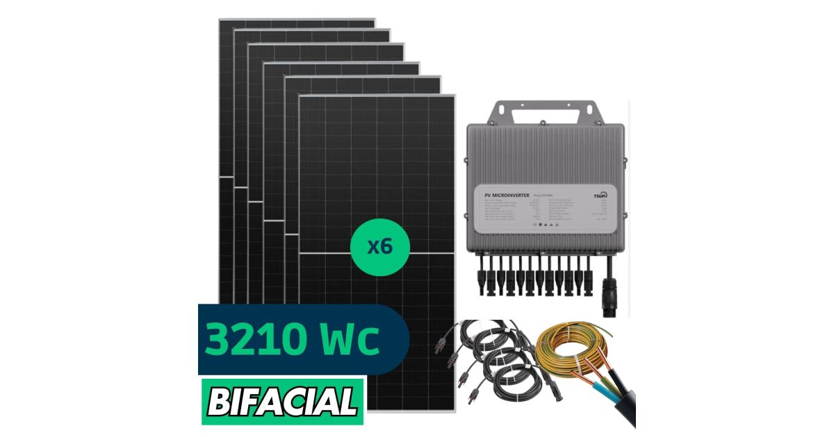 Kit Solaire 3210 Wc, Jinko Bifacial 535 Wc, TSUN 3000Wc, 6 entrées